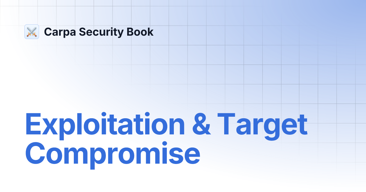 Exploitation & Target Compromise | Carpa Security Book